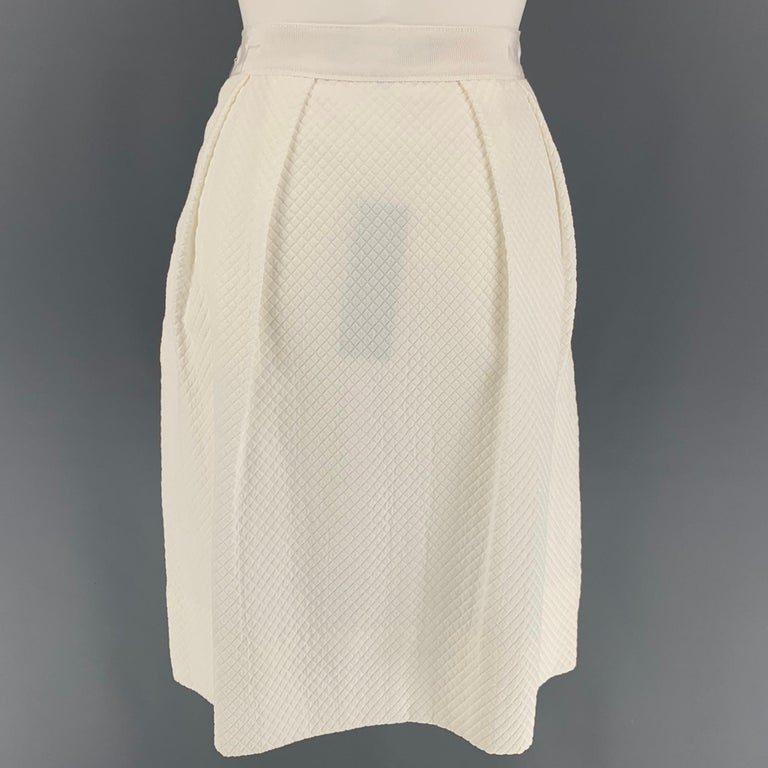 LIDA BADAY Size 4 Off White Cotton Polyamide Rhombus Pleated Skirt For ...