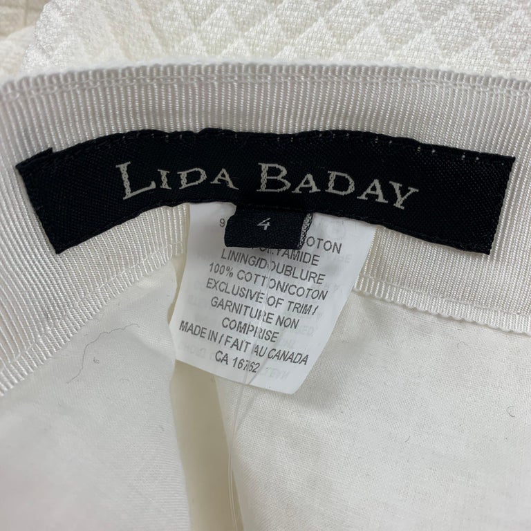 LIDA BADAY Size 4 Off White Cotton Polyamide Rhombus Pleated Skirt For Sale at 1stDibs