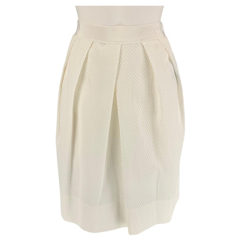 LIDA BADAY Size 4 Off White Cotton Polyamide Rhombus Pleated Skirt For Sale at 1stDibs
