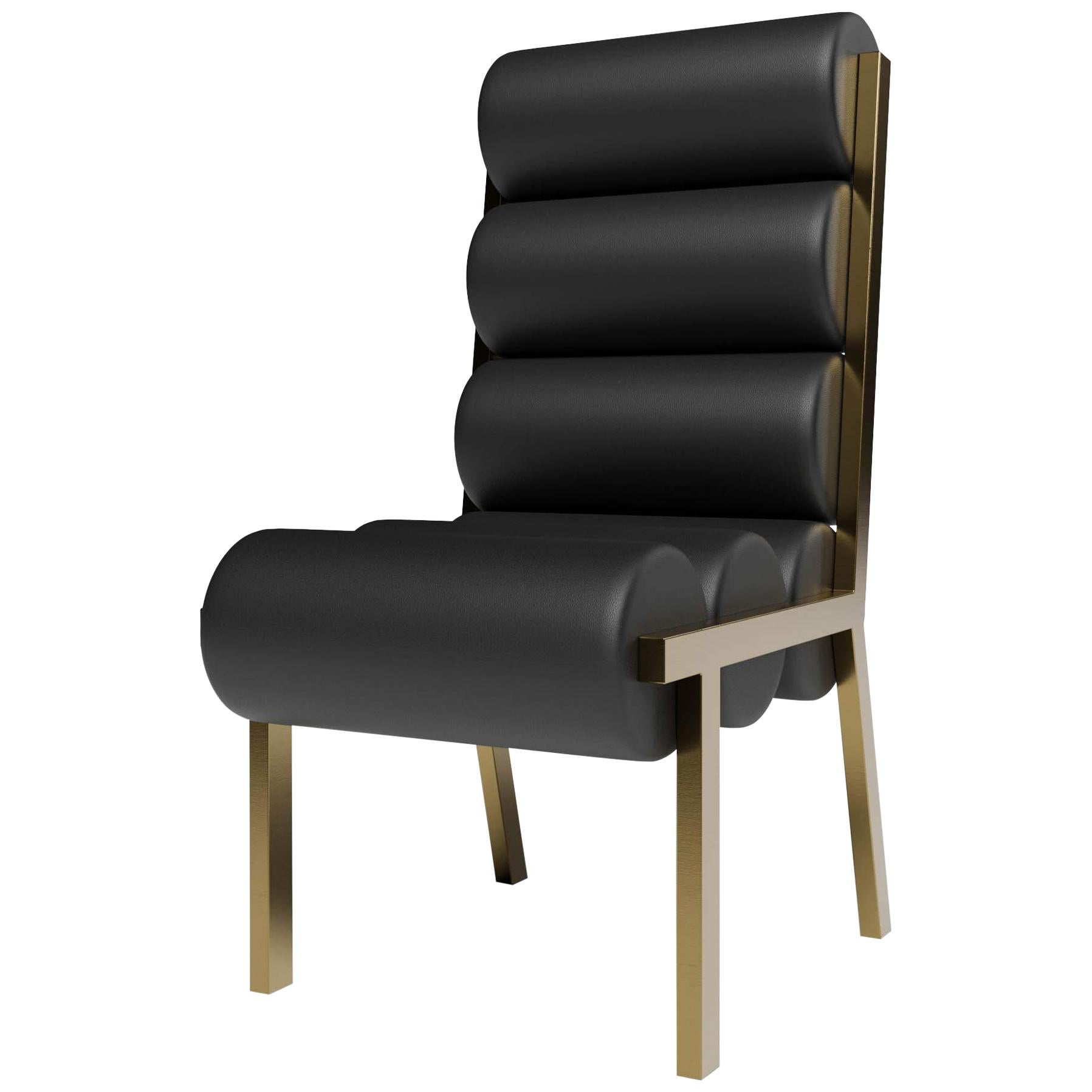 ANDRE CHAIR - Modern Dining Chair with Wood Frame and Brass Pole Detail ...