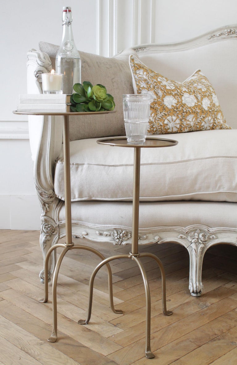 Lido Small Drink Table in Iron or Antique Brass Finish at 1stDibs