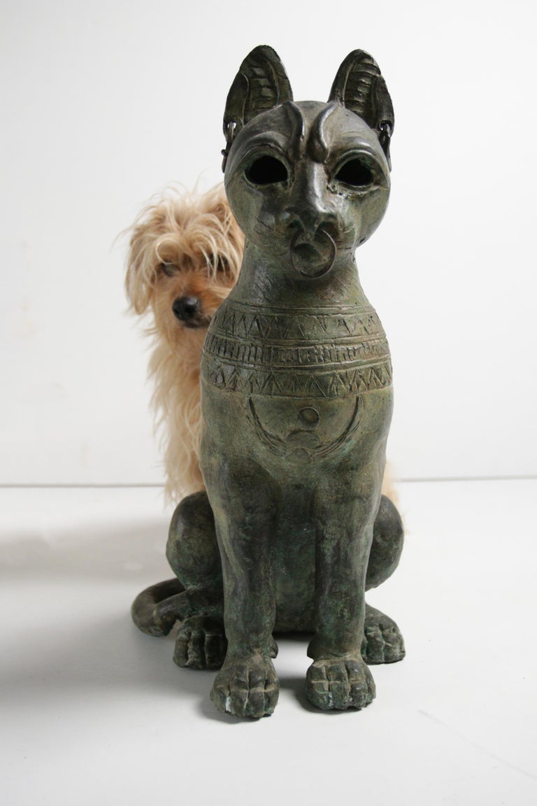 Life Size Bronze Bastet Cat Free Shipping For Sale at 1stDibs