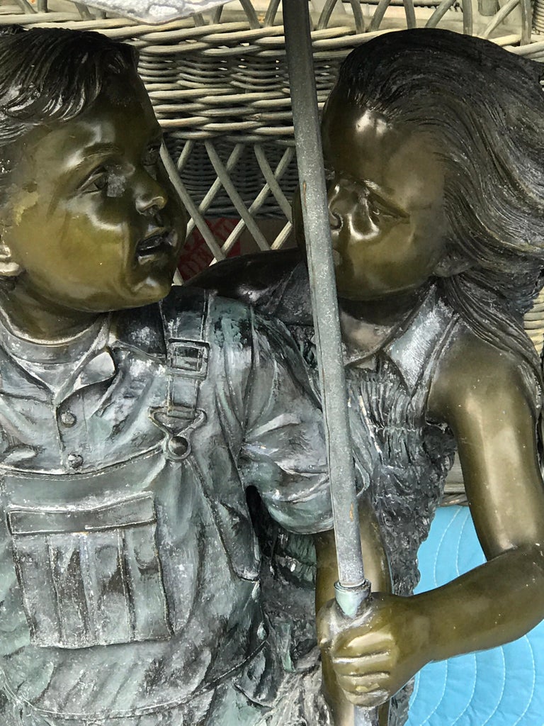 Life Size Bronze "Children in the Rain" Fountain/Sculpture by Jim ...