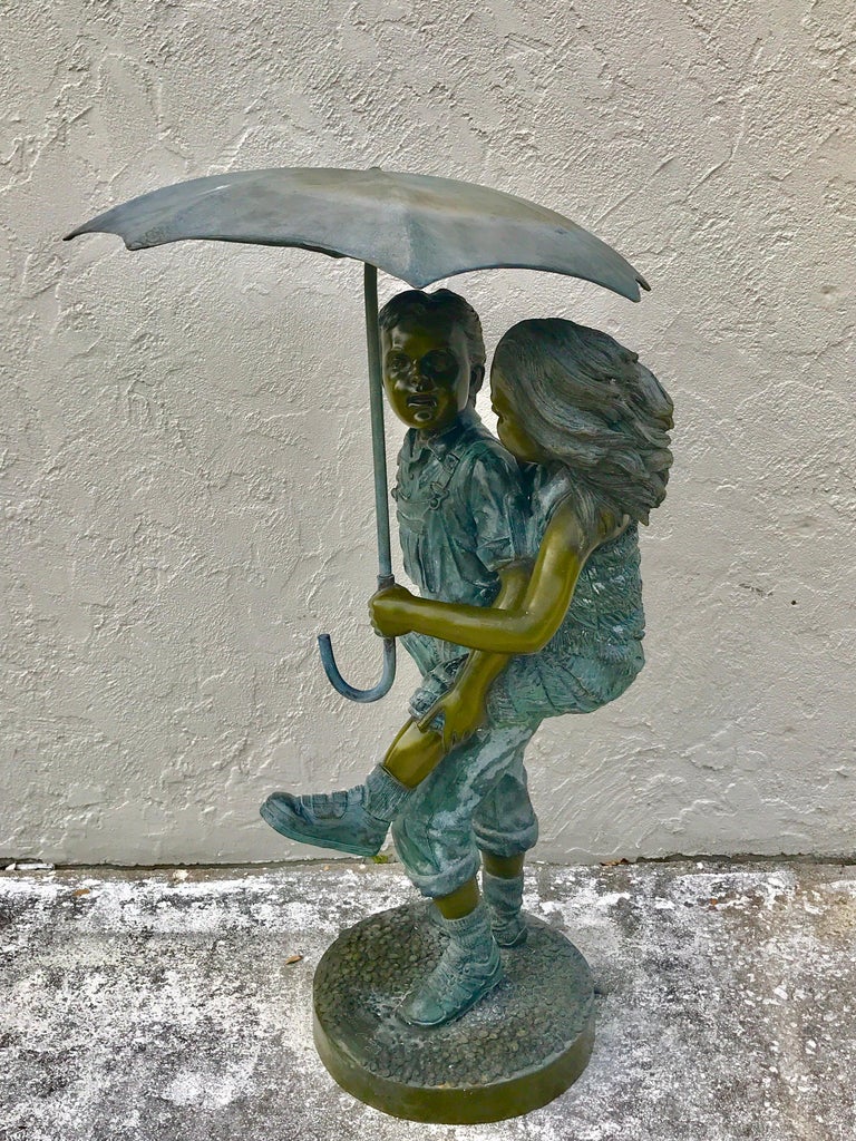 Life Size Bronze "Children in the Rain" Fountain/Sculpture by Jim ...