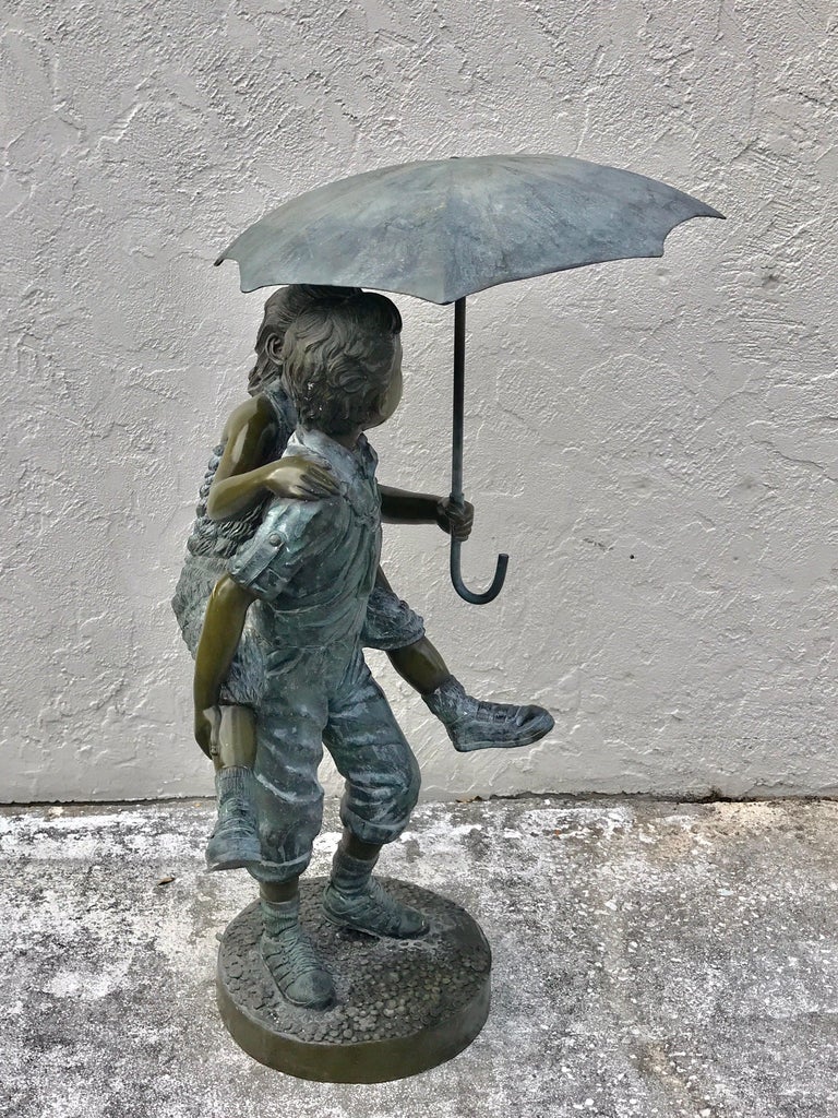 Life Size Bronze "Children in the Rain" Fountain/Sculpture by Jim ...