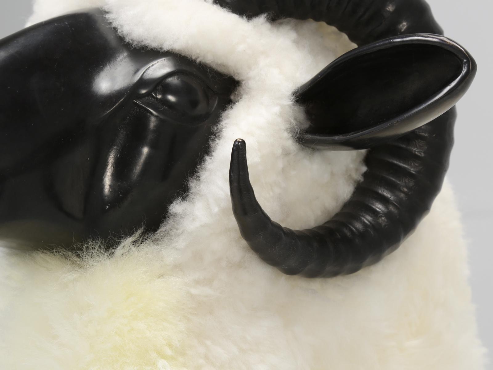 Life-Size Bronze Ram Sheep Covered in Sheep Wool For Sale at 1stDibs