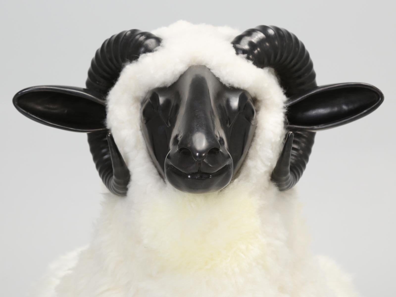 Life-Size Bronze Ram Sheep Covered in Sheep Wool For Sale at 1stDibs