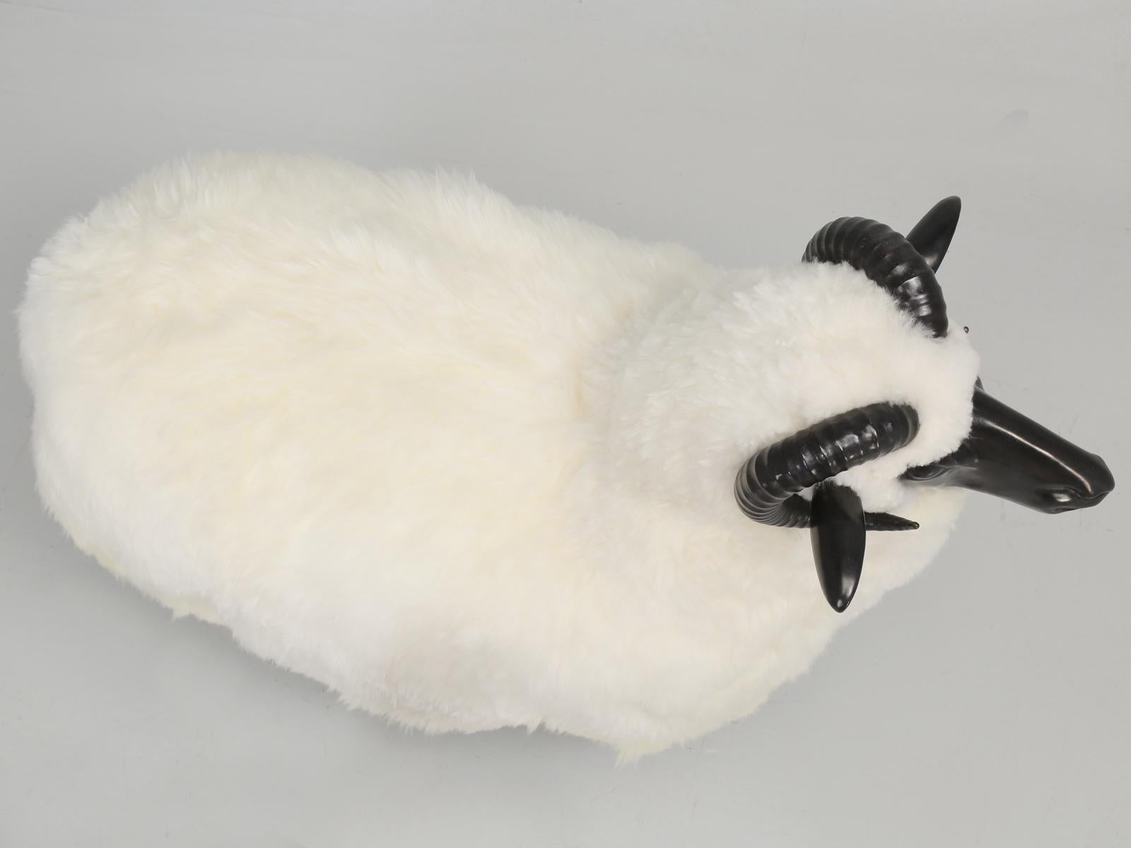 Life-Size Bronze Ram Sheep Covered in Sheep Wool For Sale at 1stDibs