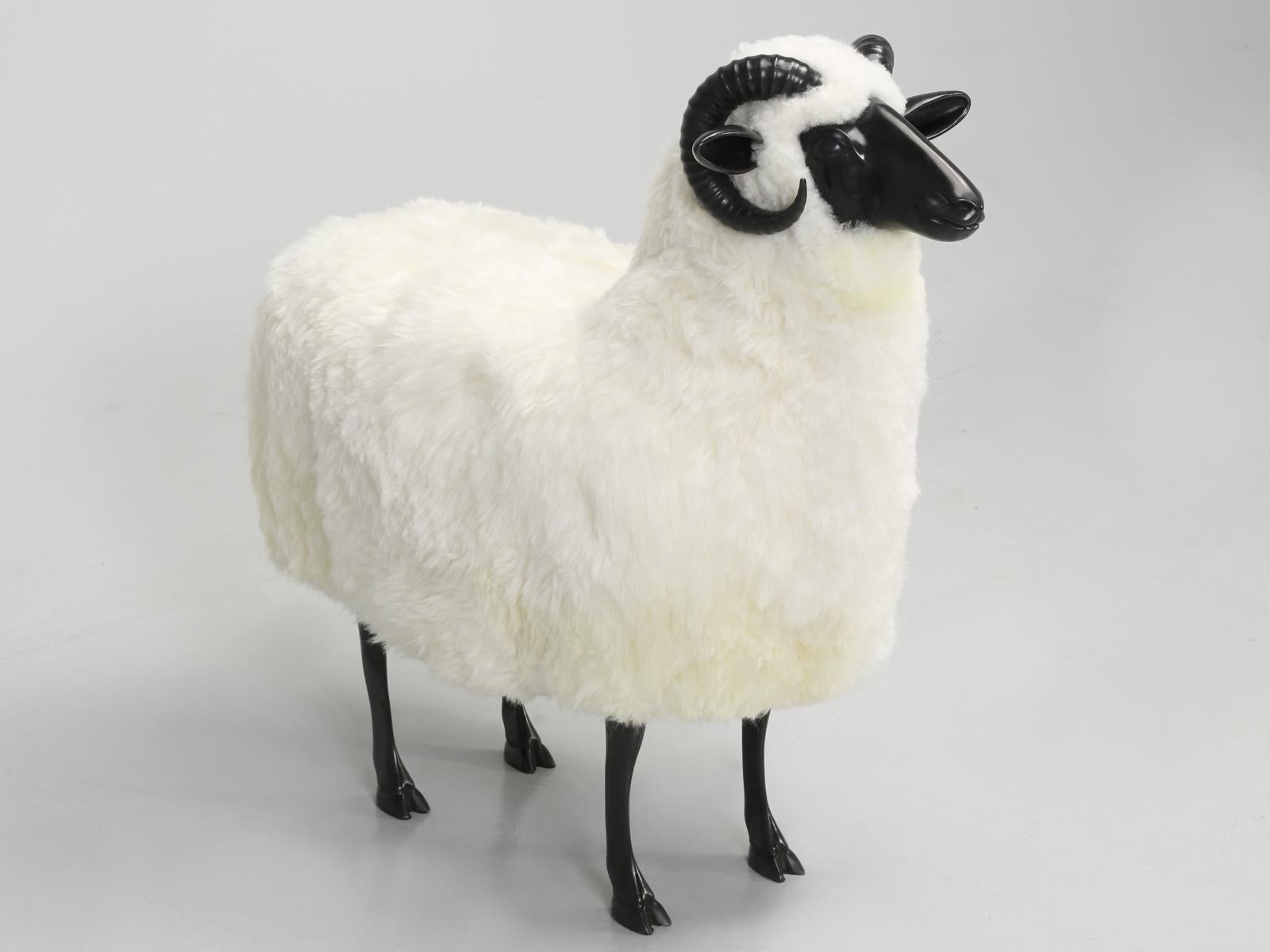 Life-Size Bronze Ram Sheep Covered in Sheep Wool For Sale at 1stDibs