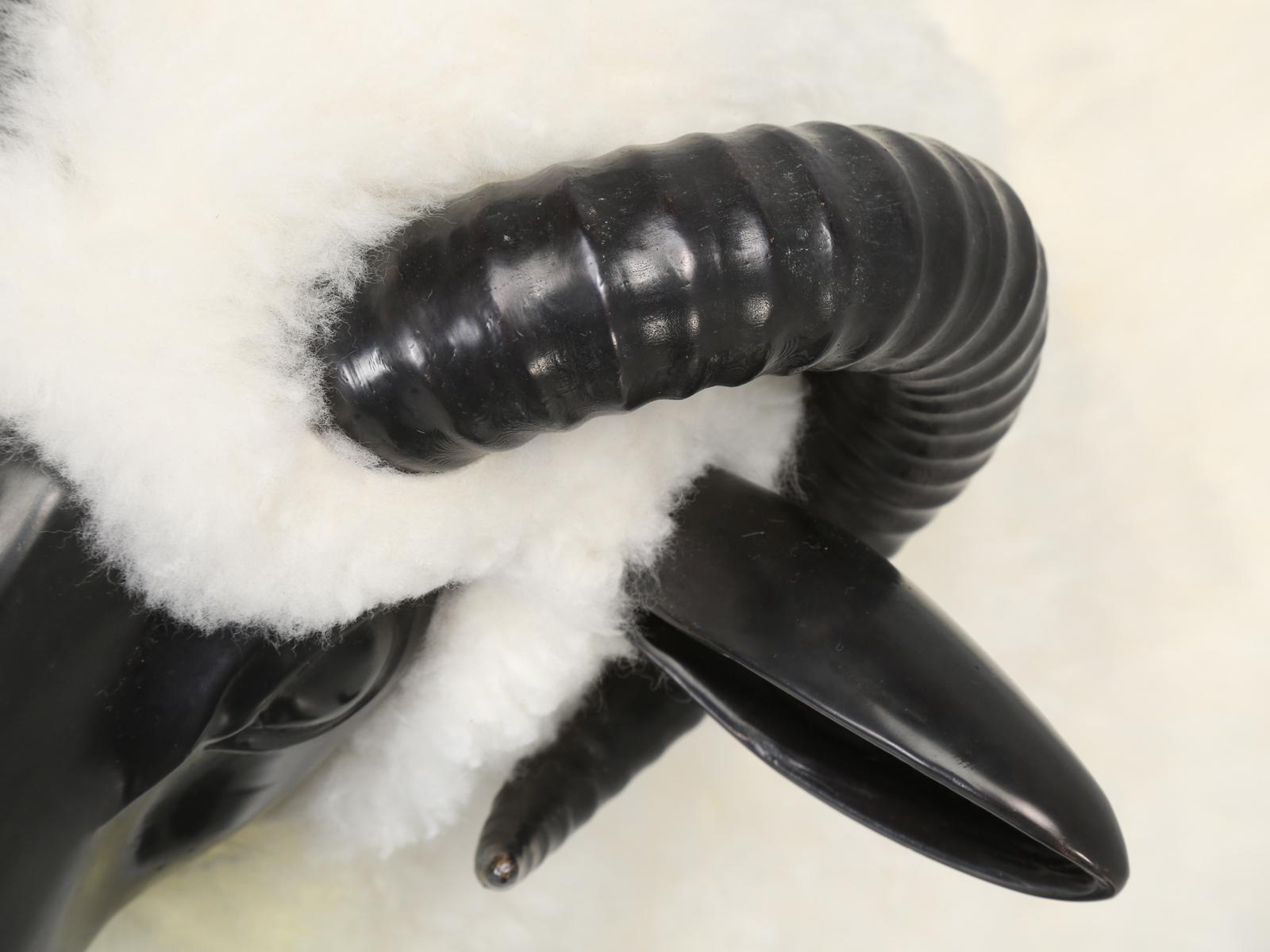 Life-Size Bronze Ram Sheep Covered in Sheep Wool For Sale at 1stDibs