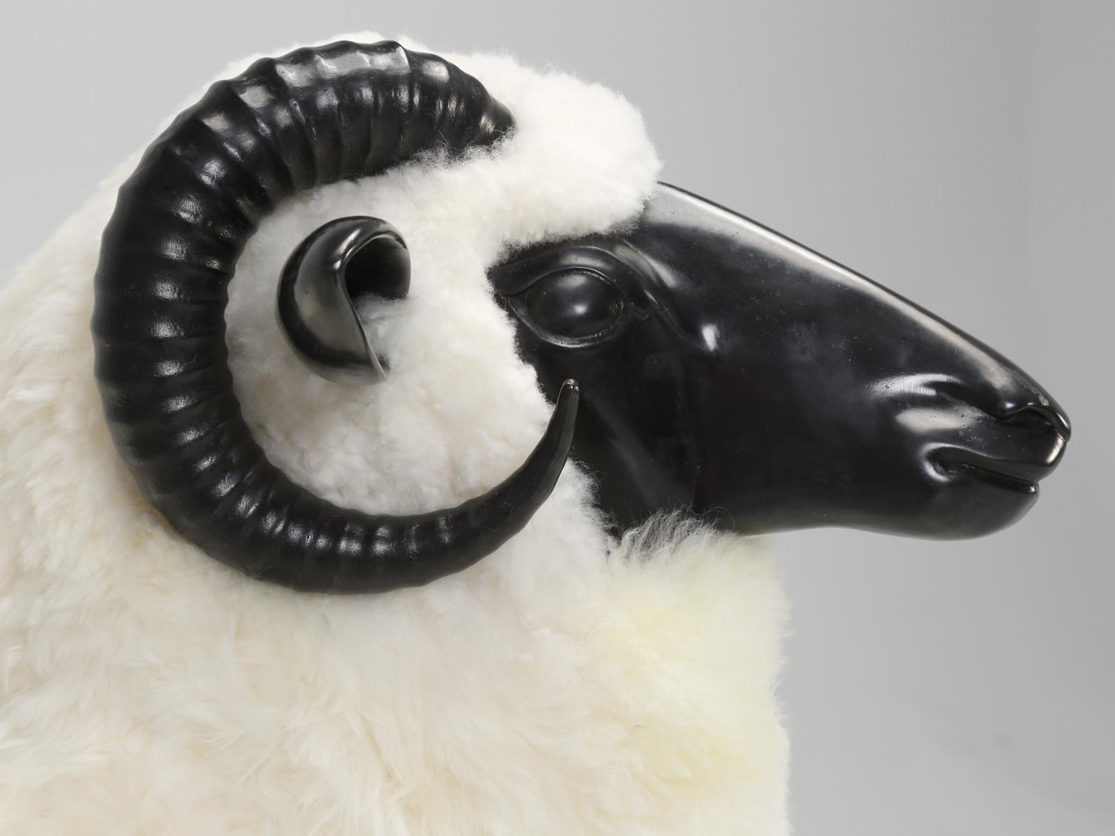 Life-Size Bronze Ram Sheep Covered in Sheep Wool For Sale at 1stDibs