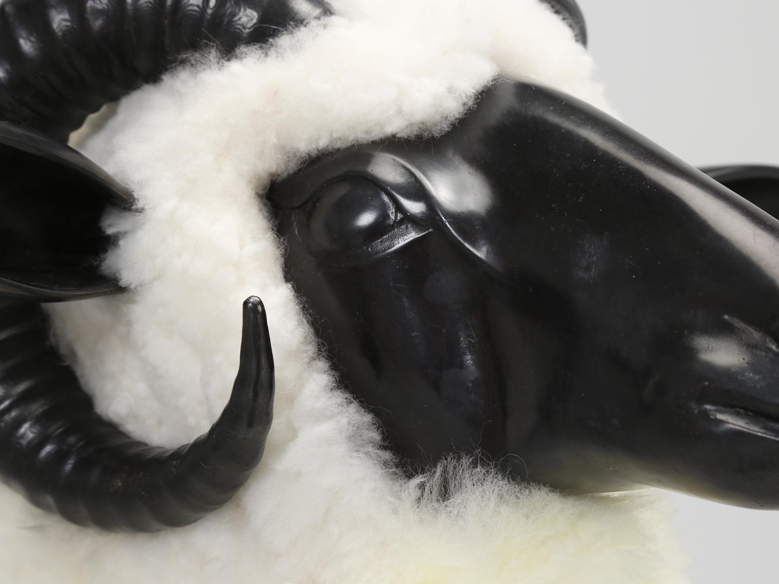Life-Size Bronze Ram Sheep Covered in Sheep Wool For Sale at 1stDibs