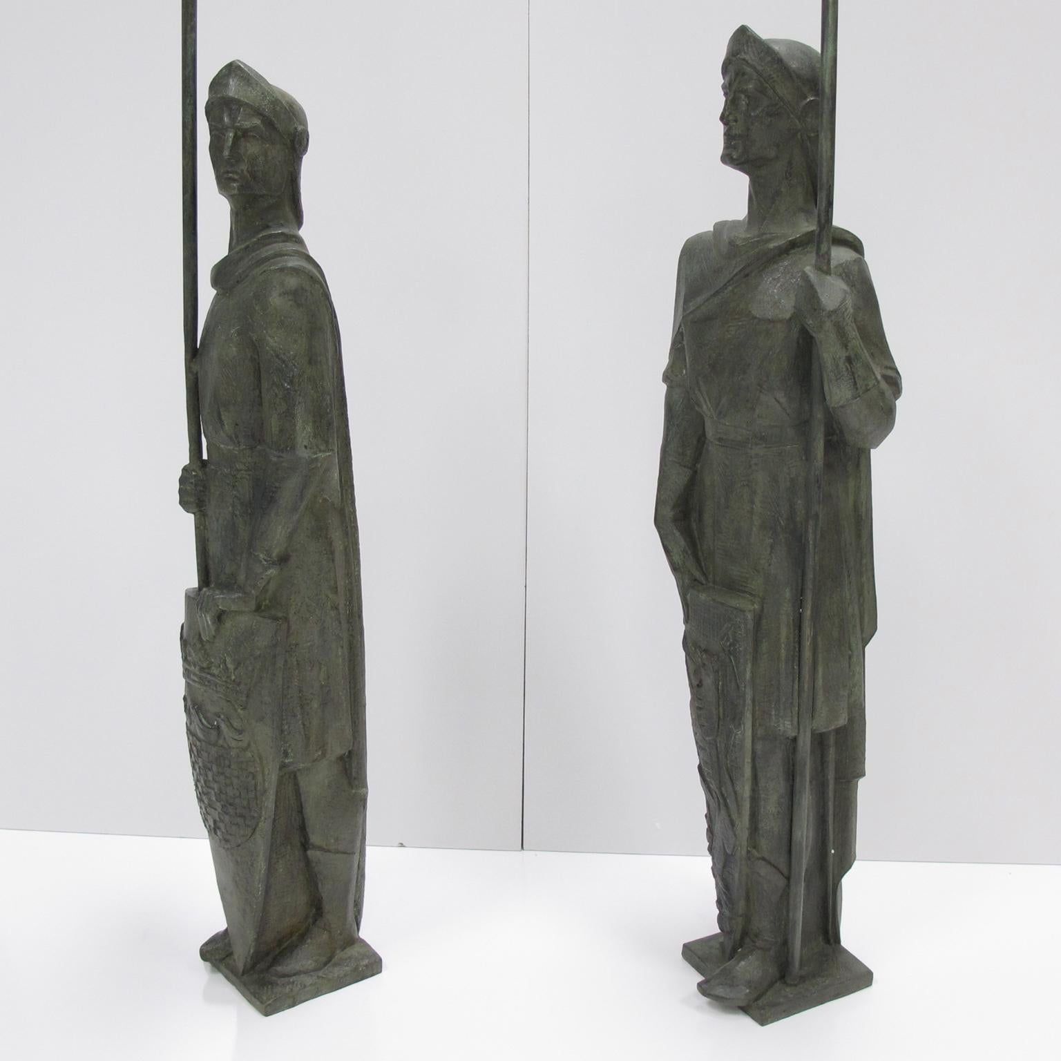 Life-Size Bronze Statue Sculpture Middle Ages Knight in Armor, a pair ...