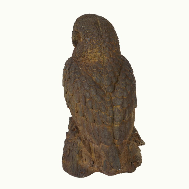 Life Size Bronzed Finish Cast Hard Stone Great Horned Owl Garden Statue ...