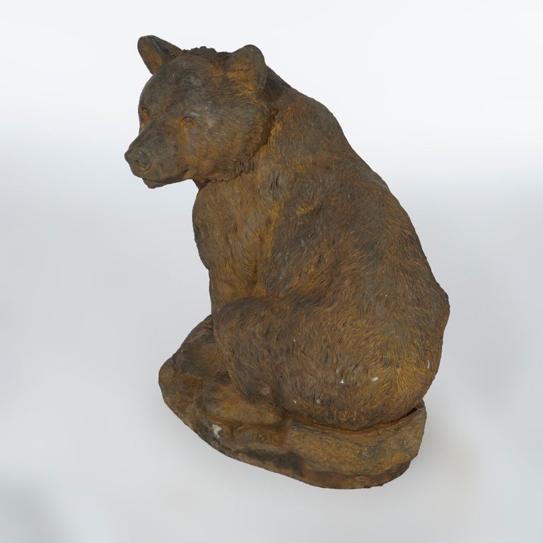 Life Size Cast Hard Stone Bear Cub Garden Statues in Bronzed Finish ...