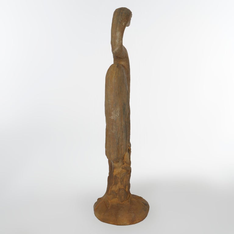 Life Size Cast Hard Stone Heron Garden Statues in Bronzed Finish, 20th ...