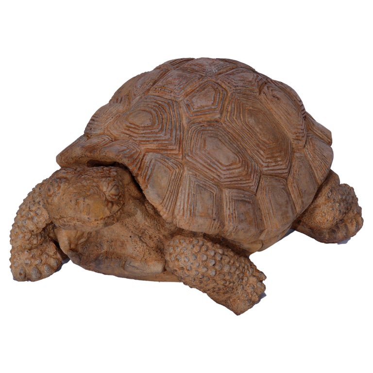 Life Size Cast Hard Stone Tortoise Garden Statues in Bronzed Finish ...