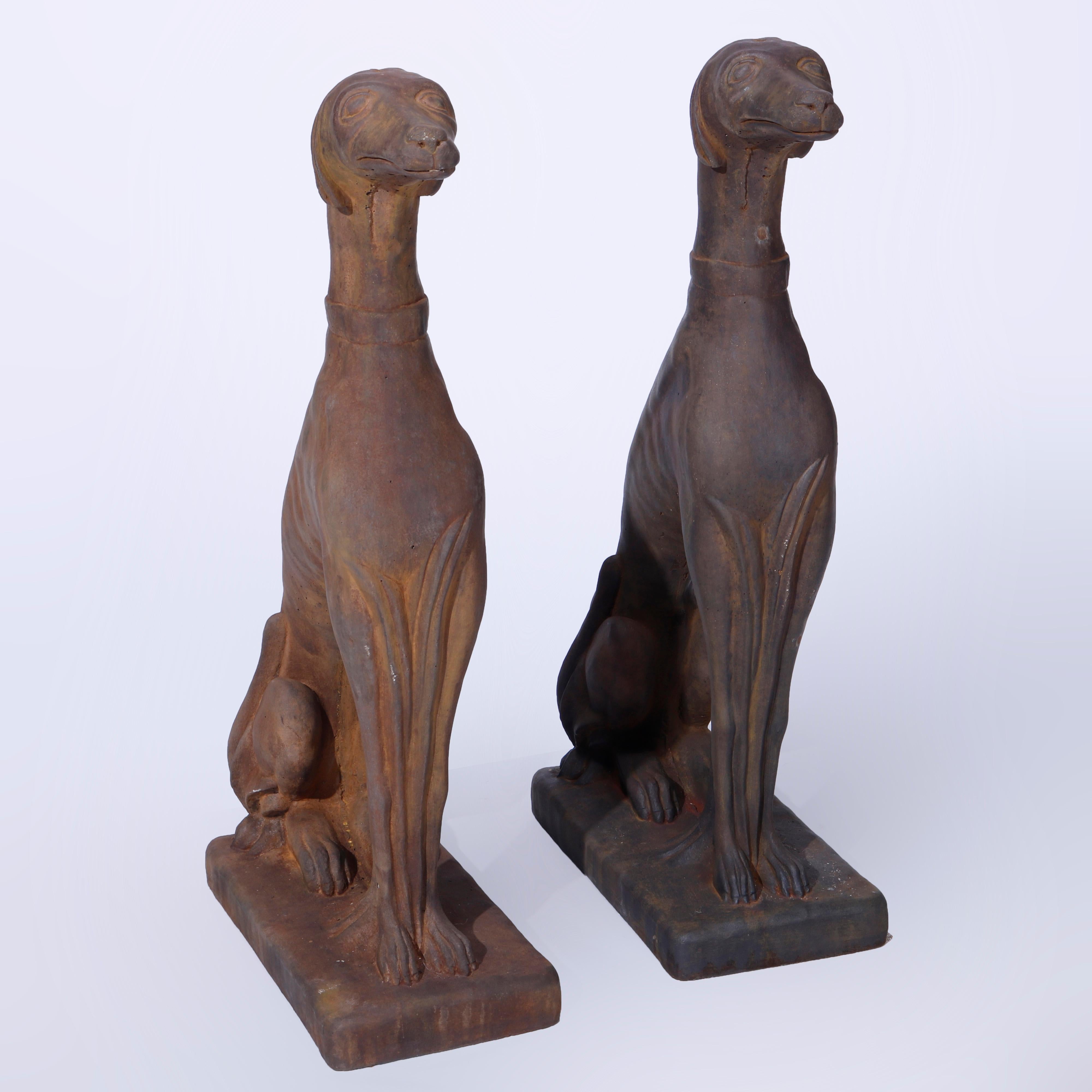 Life Size Cast Hard Stone Whippet Garden Statues in Bronzed Finish ...