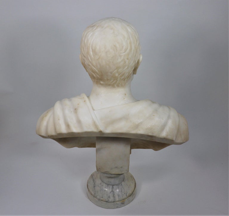 Life Size Gaius Julius Caesar Marble Head Bust with Stand For Sale at ...
