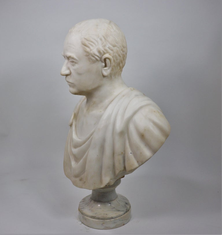 Life Size Gaius Julius Caesar Marble Head Bust with Stand For Sale at ...