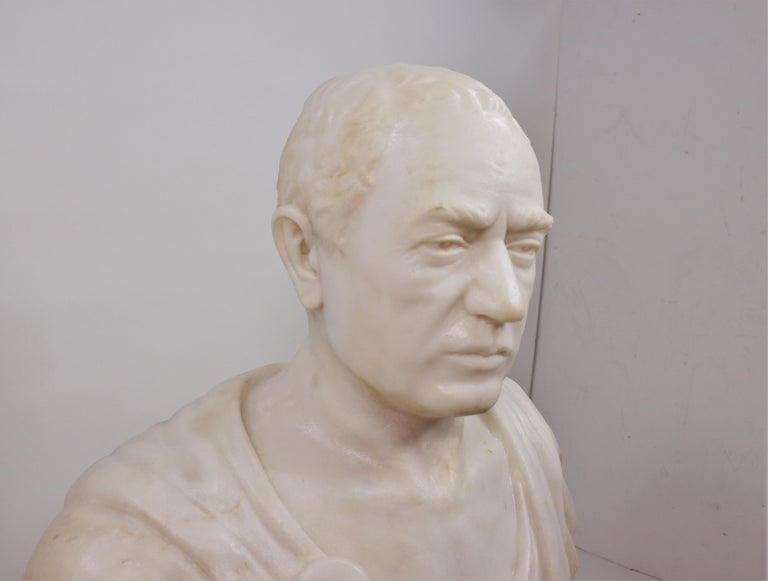 Life Size Gaius Julius Caesar Marble Head Bust with Stand For Sale at ...