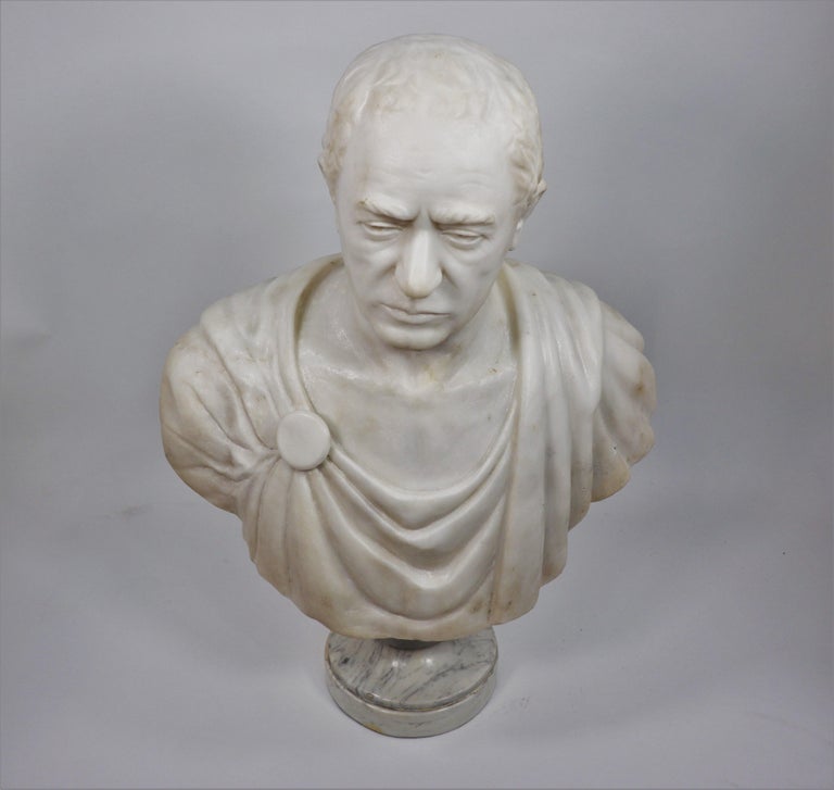 Life Size Gaius Julius Caesar Marble Head Bust with Stand For Sale at ...