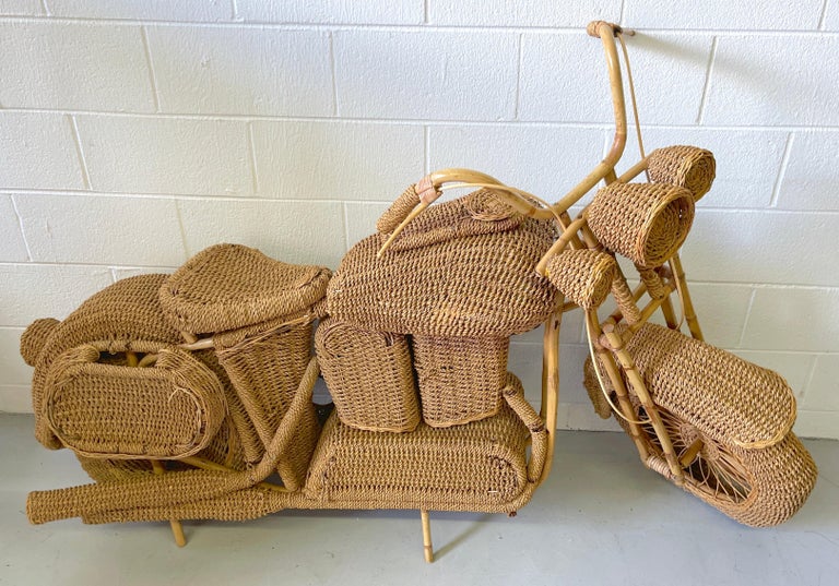 Life Size Harley Davidson Rattan Model of a Motorcycle, Attributed to ...
