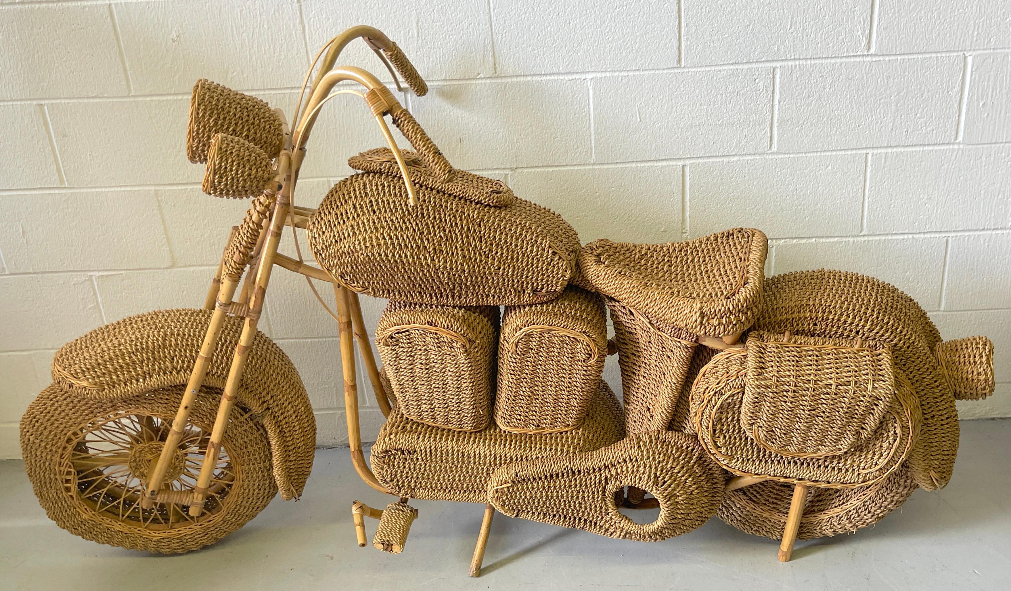 Life Size Harley Davidson Rattan Model of a Motorcycle, Attributed to ...
