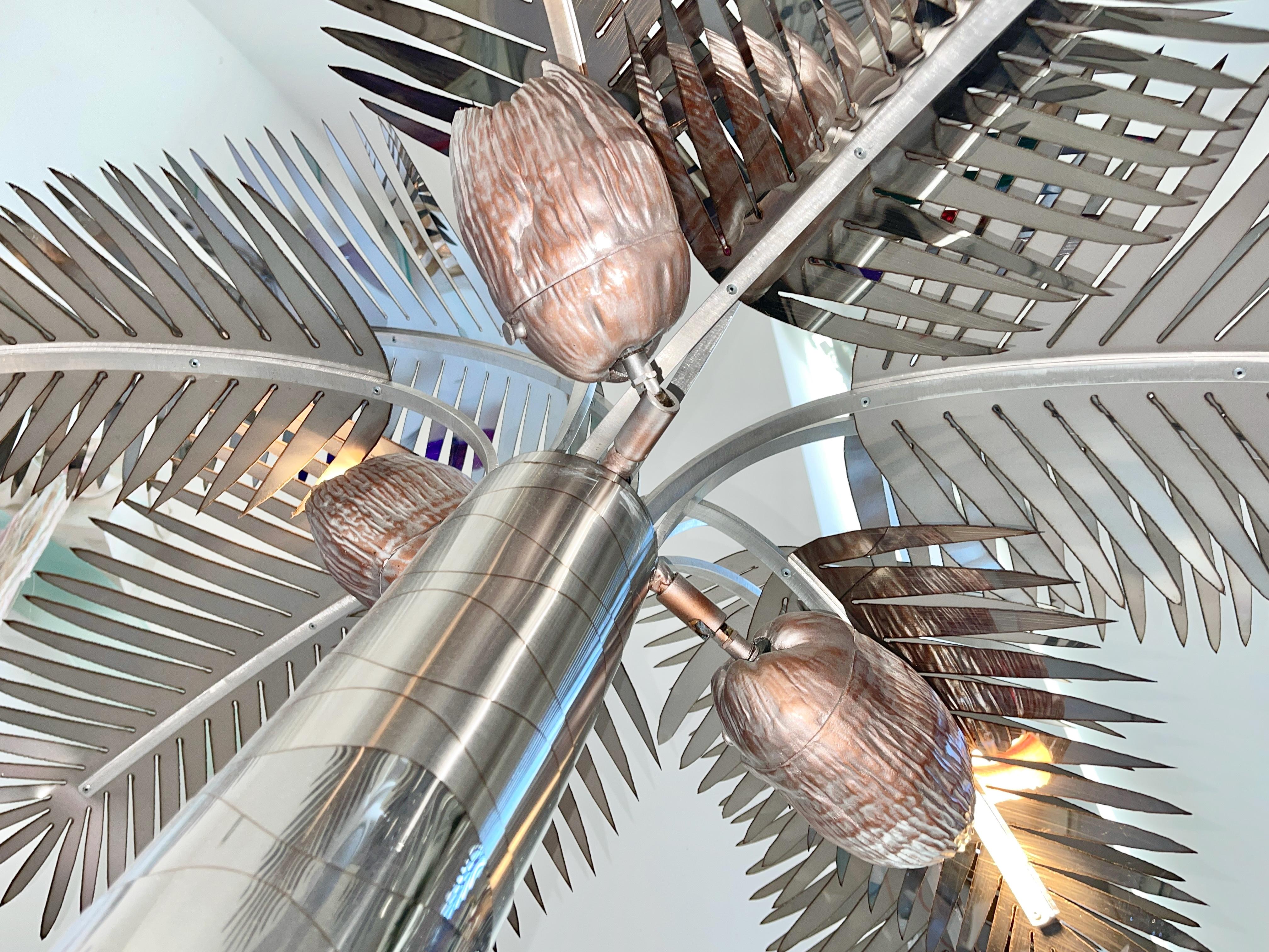 Life Size Illuminated Palm Tree in Stainless Steel For Sale at 1stDibs