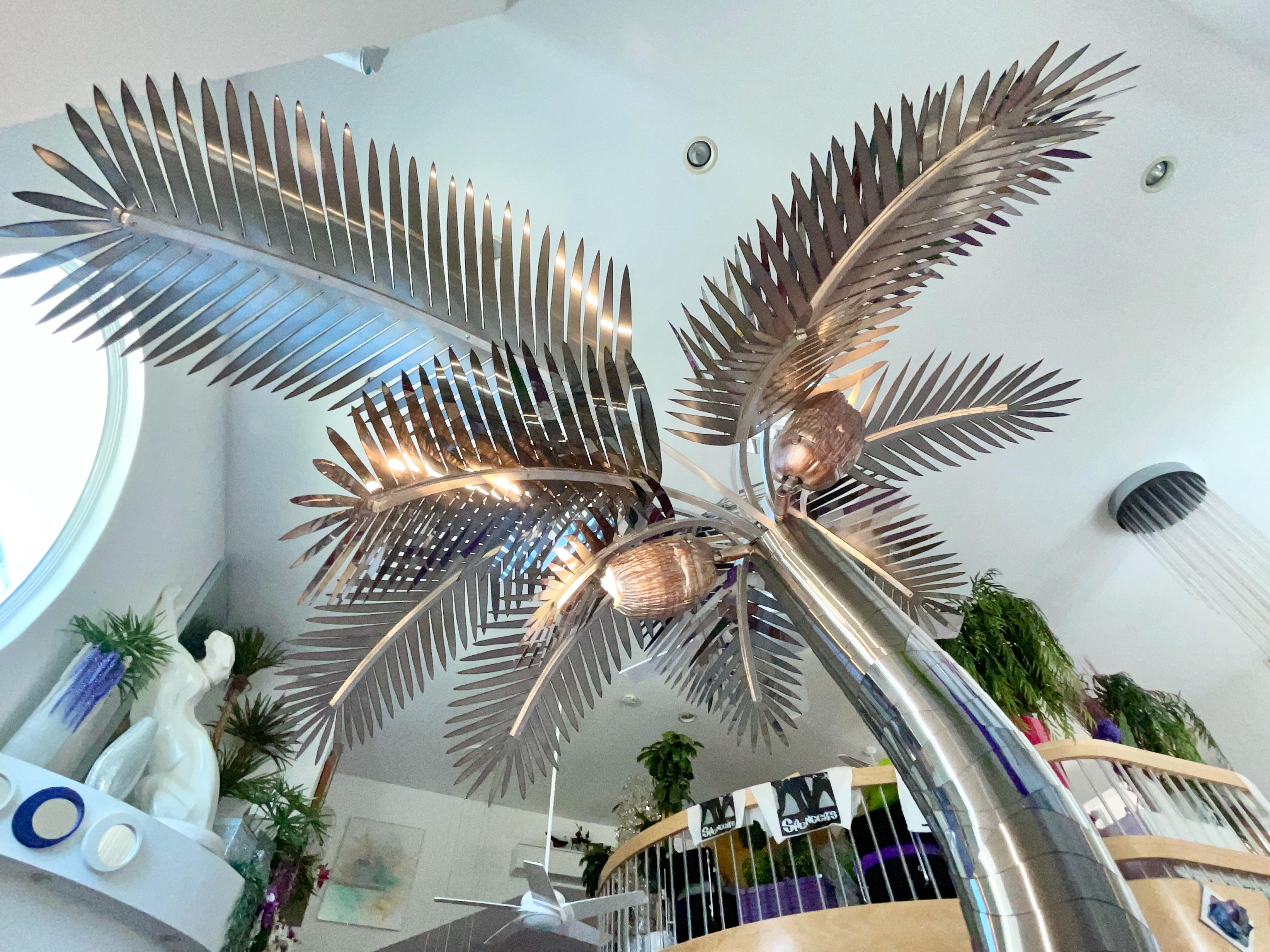 Life Size Illuminated Palm Tree in Stainless Steel For Sale at 1stDibs