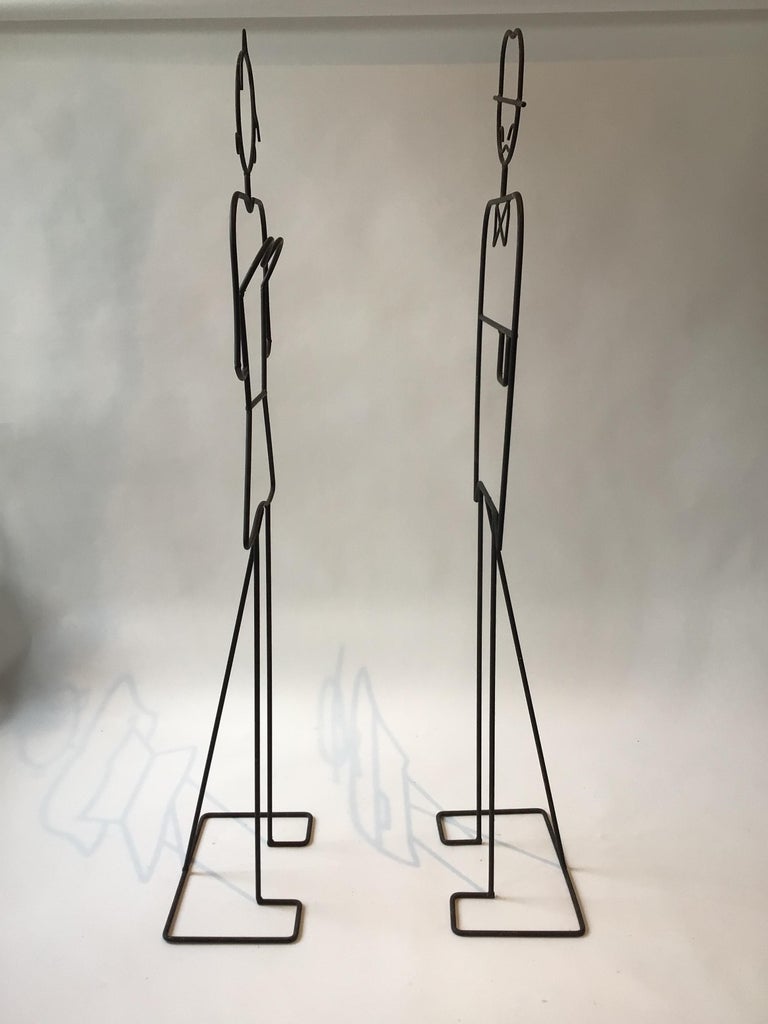 Life Size Iron Sculpture of Man and Woman For Sale at 1stDibs