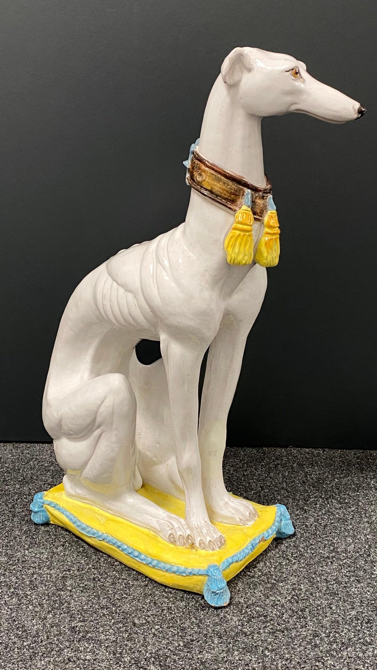 ‎Life-Size Italian Whippet Greyhound Majolica Dog Statue Figurine ...