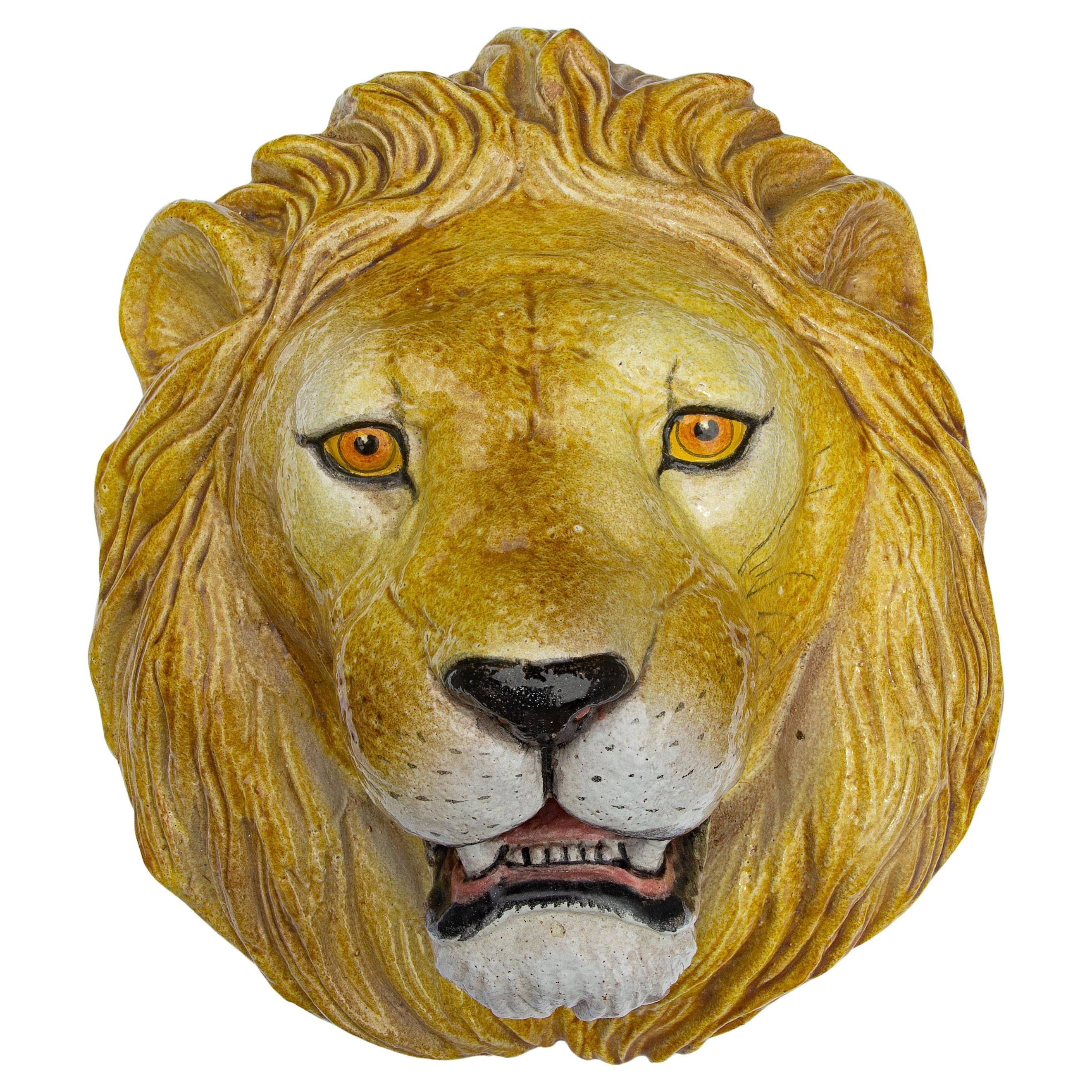 Life Size Lion Mount Italian Terracotta Mid 20th Century For Sale at ...