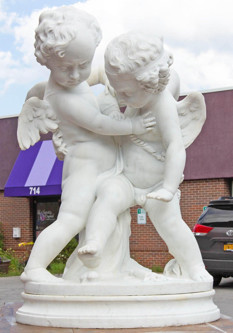 Life-Size Marble Statue of Eros and Anteros "Two Loves Fighting for a ...