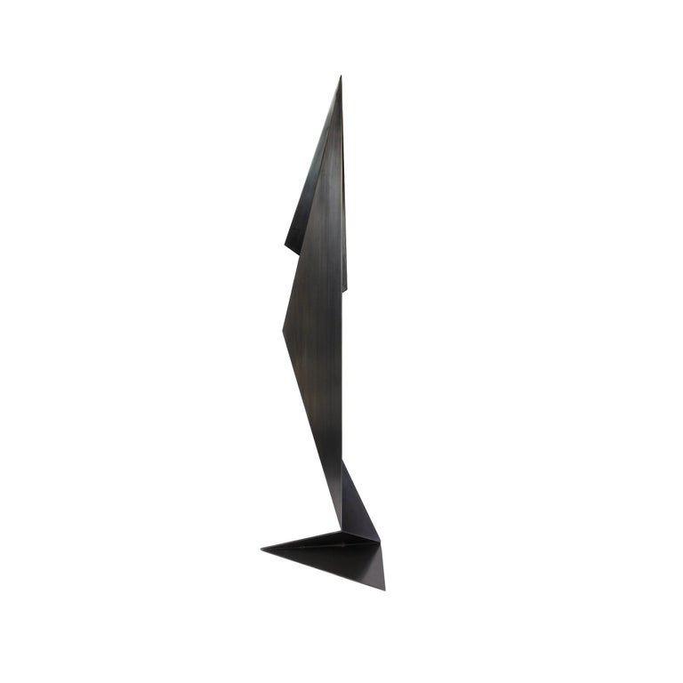 Tall Abstract Origami Art Metal Sculpture Figure in a Hand Blackened ...