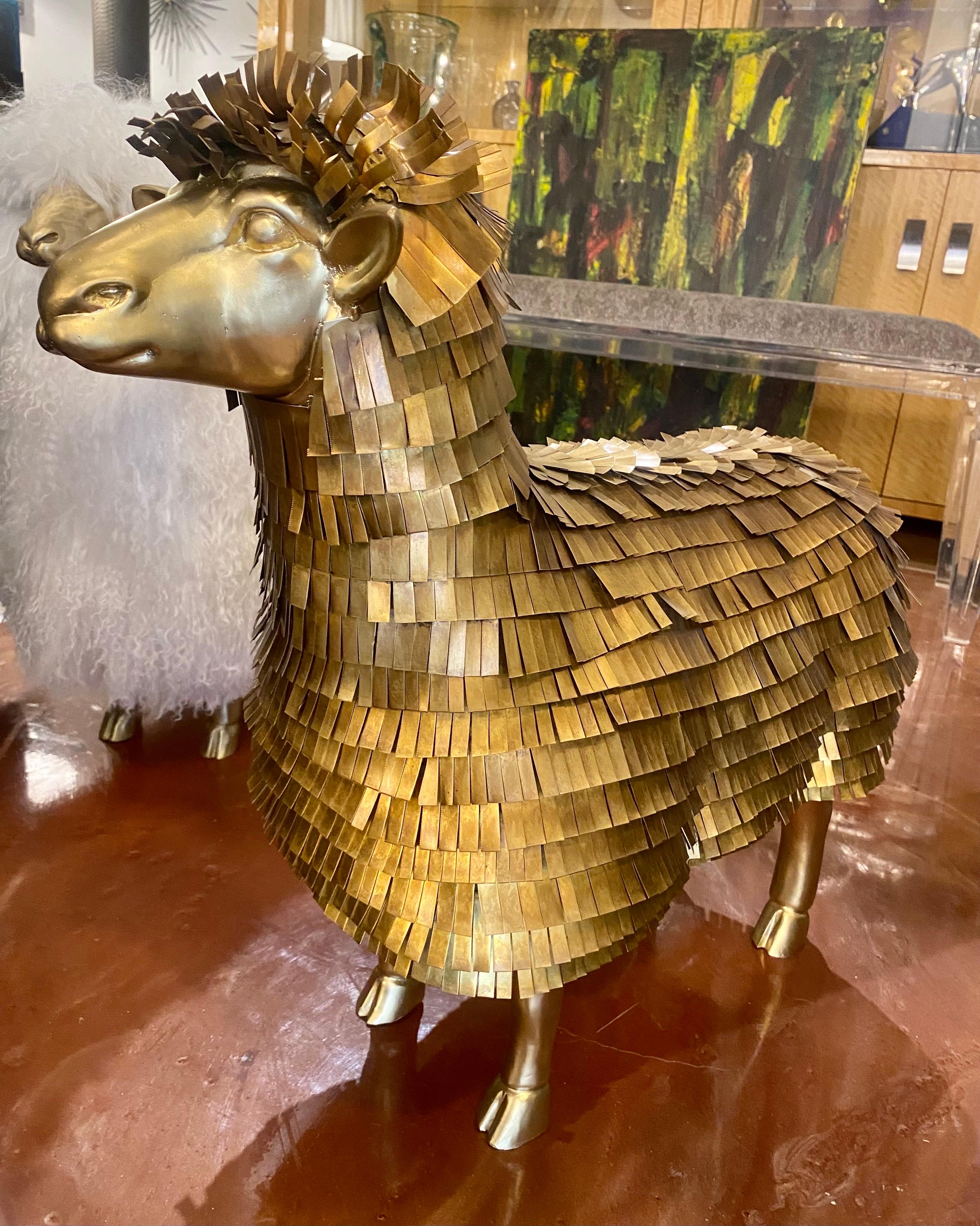 Life-Size Mid-Century Modern Bronze Lamb Sculpture For Sale at 1stDibs