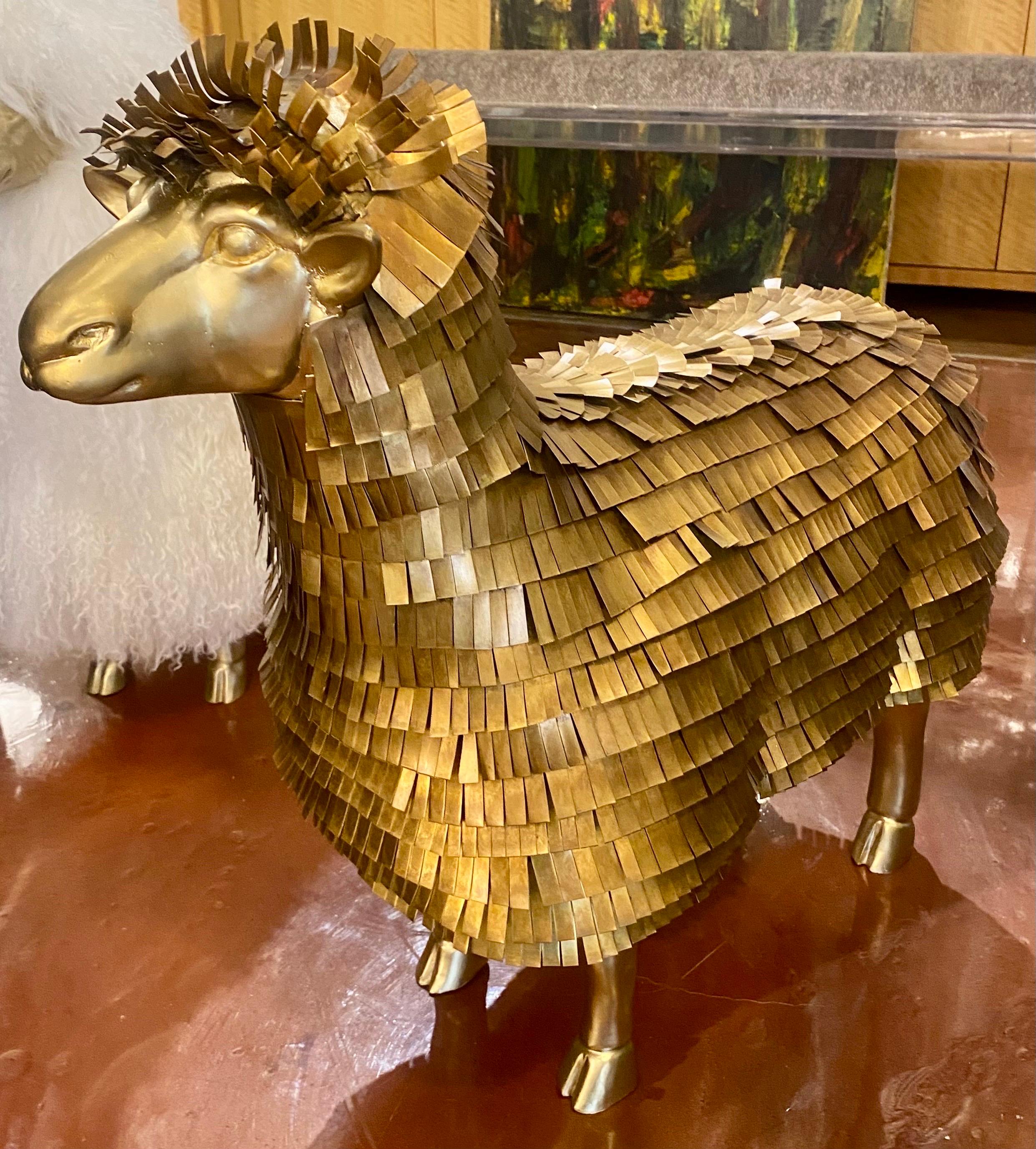 Life-Size Mid-Century Modern Bronze Lamb Sculpture For Sale at 1stDibs