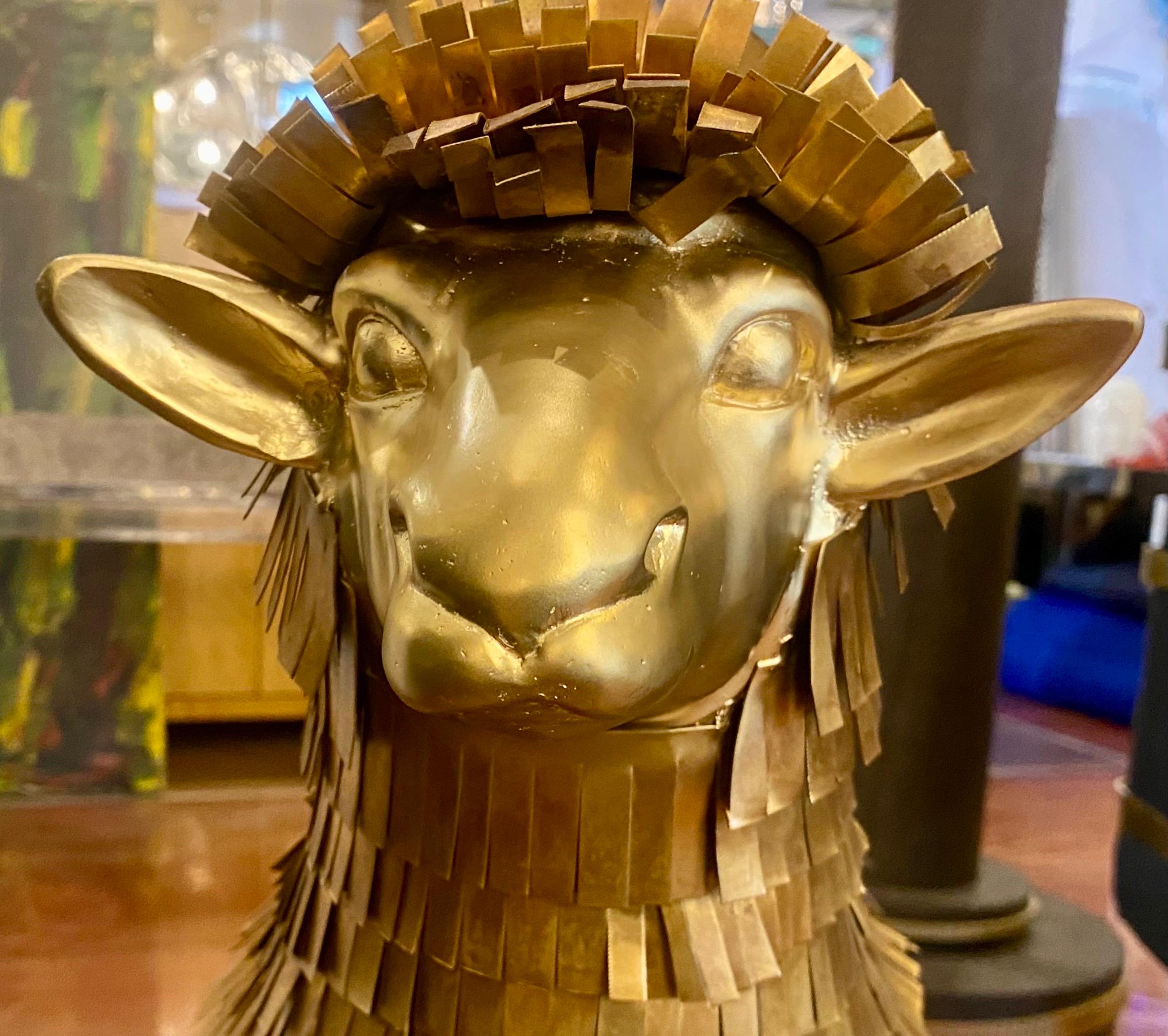 Life-Size Mid-Century Modern Bronze Lamb Sculpture For Sale at 1stDibs