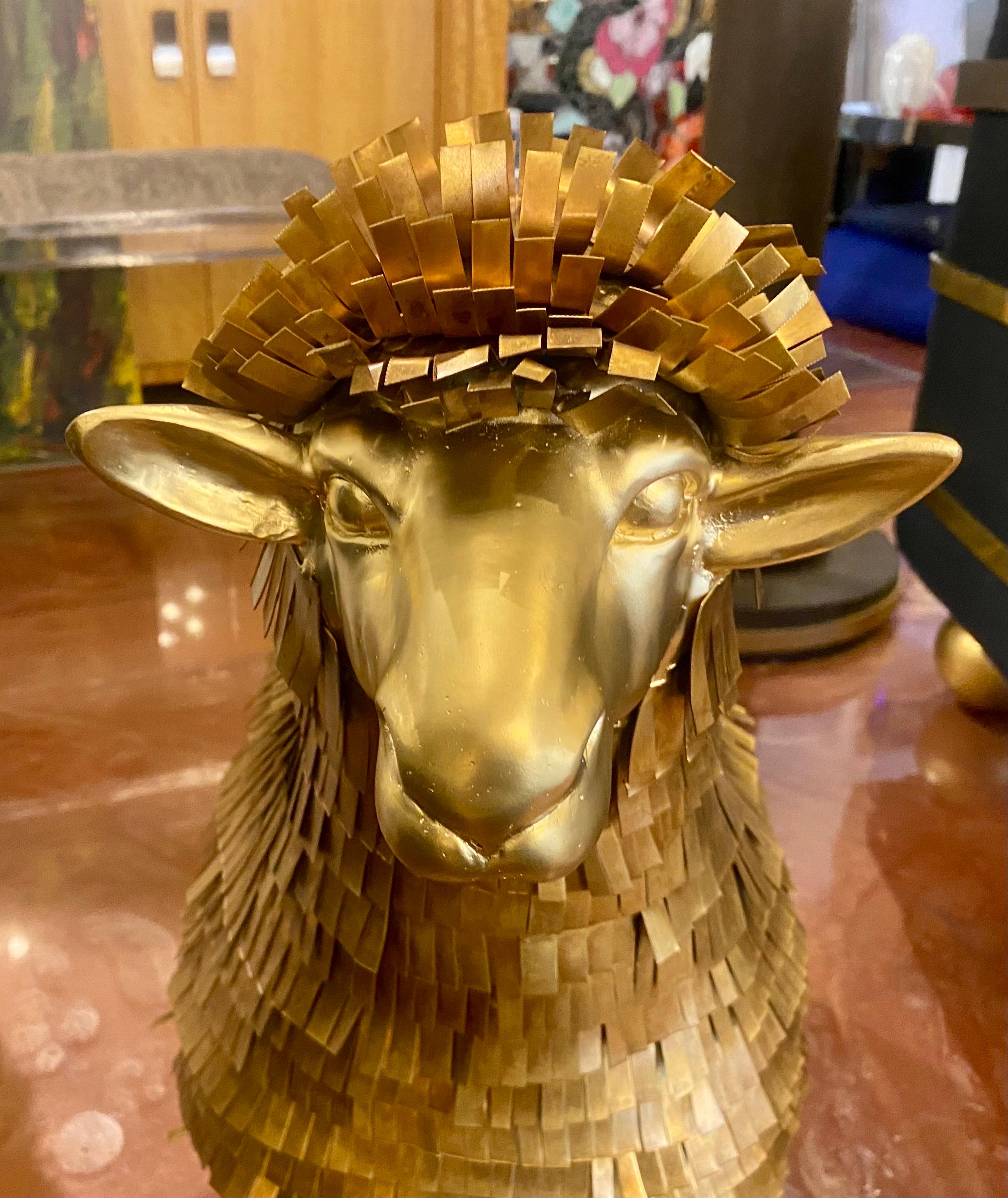Life-Size Mid-Century Modern Bronze Lamb Sculpture For Sale at 1stDibs