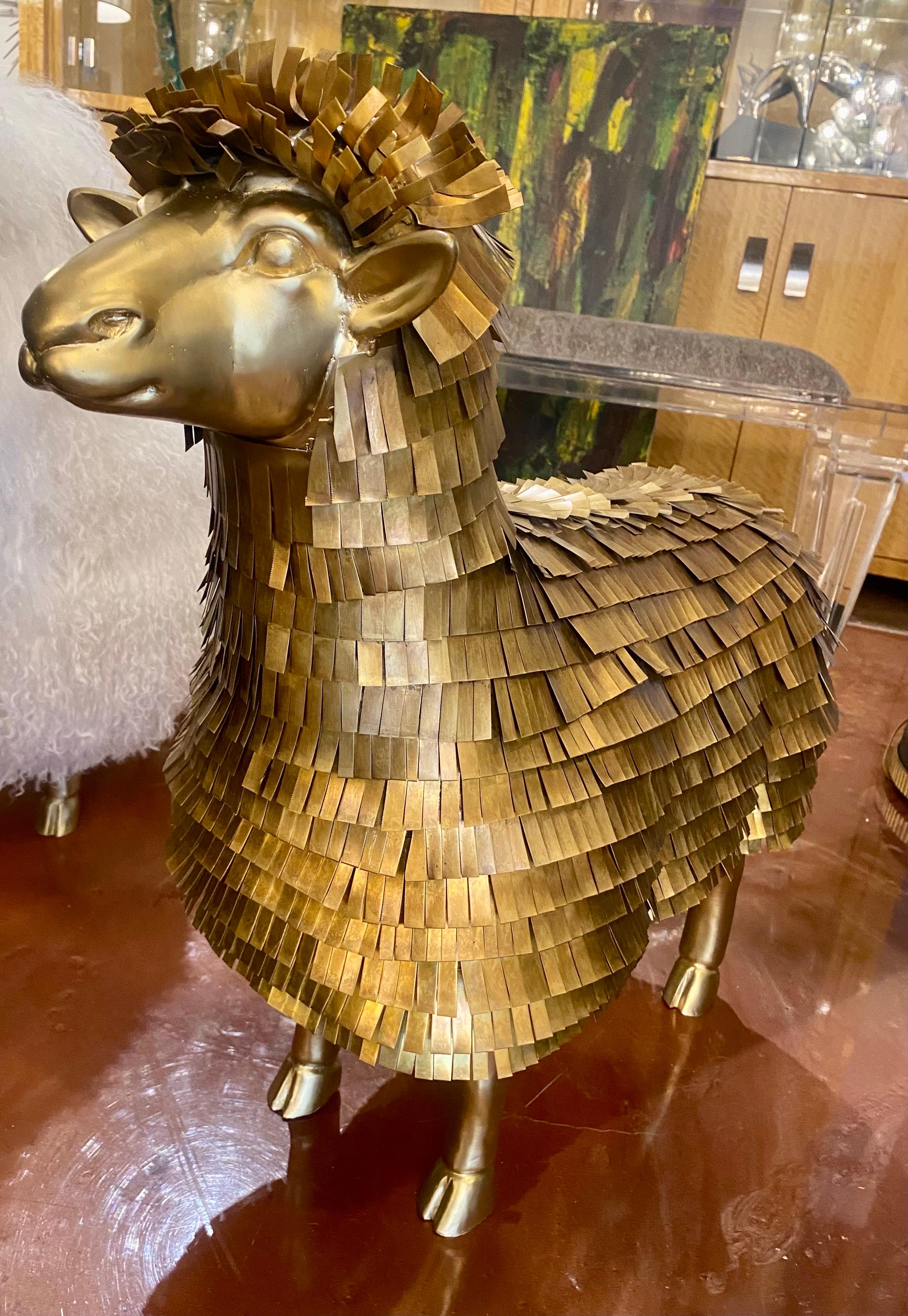 Life-Size Mid-Century Modern Bronze Lamb Sculpture For Sale at 1stDibs