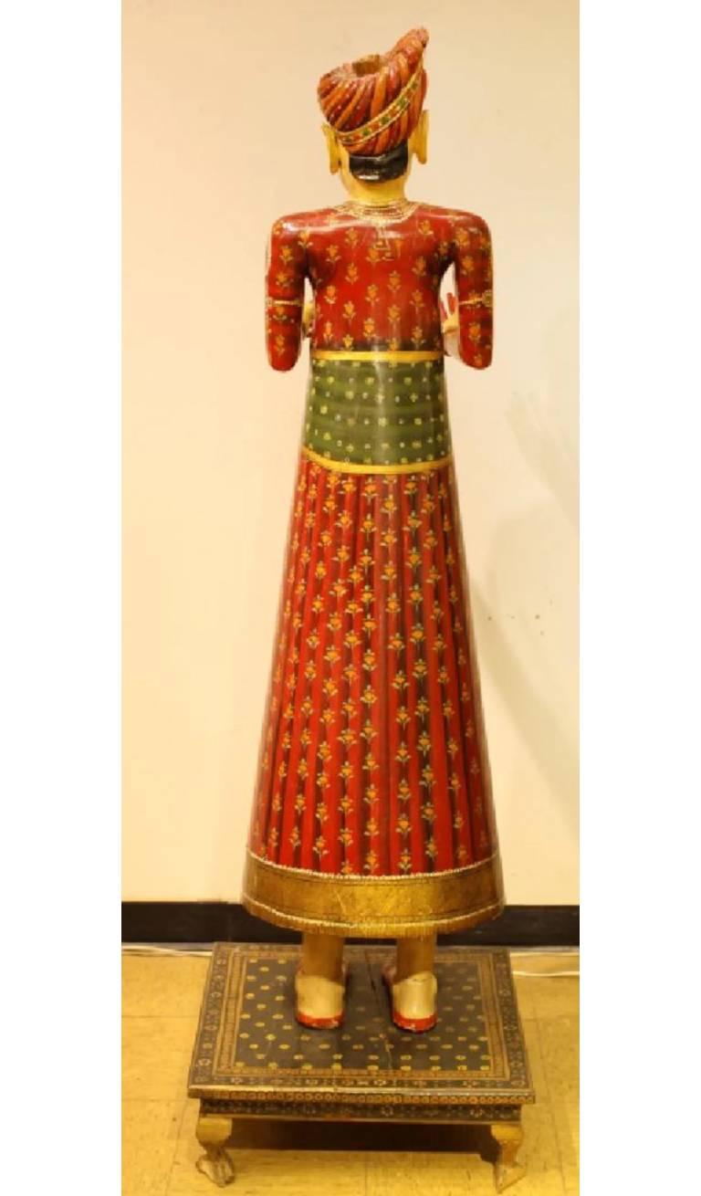 Lifesize Pair of Antique Hand-Painted Indian Figures Dolls Maharaja and ...