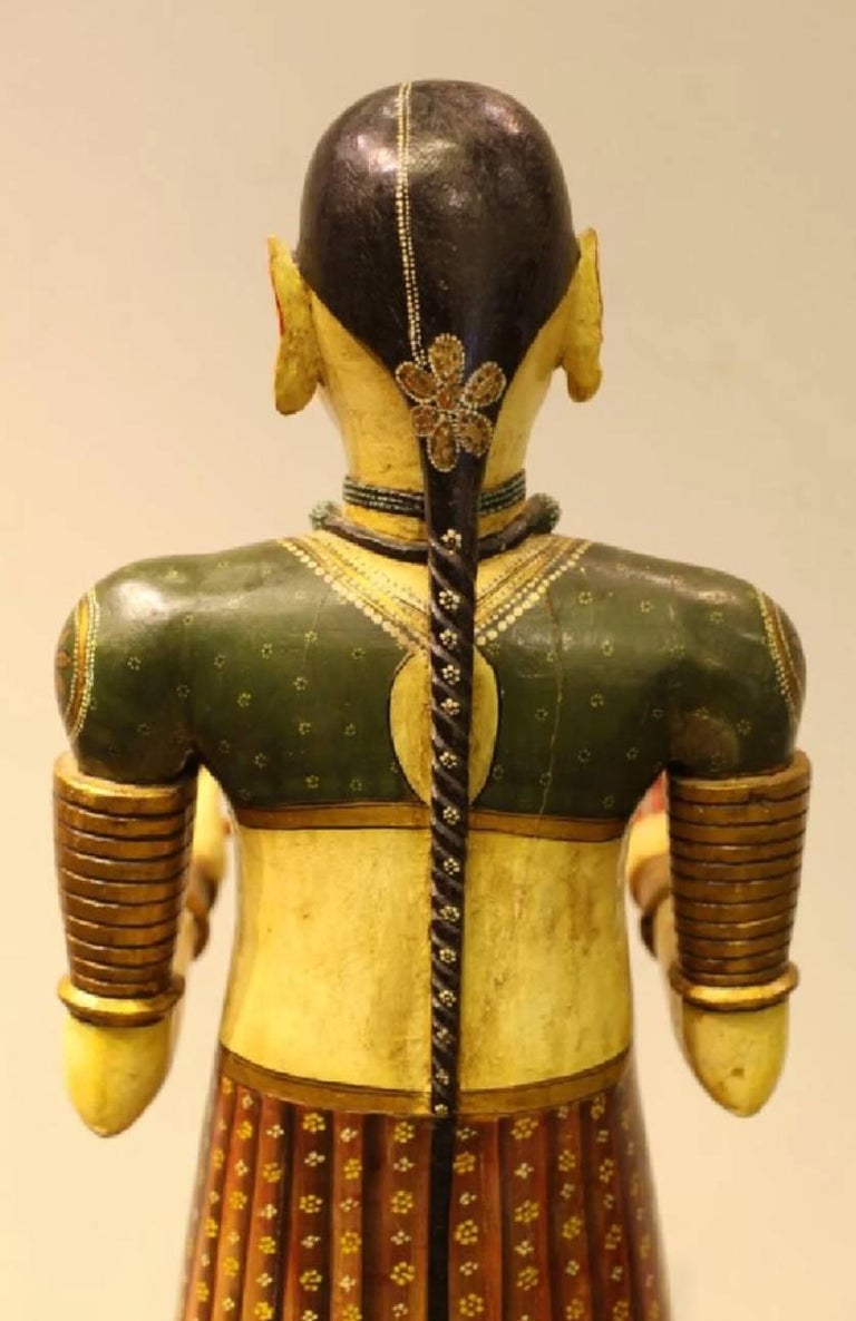 Lifesize Pair of Antique Hand-Painted Indian Figures Dolls Maharaja and ...