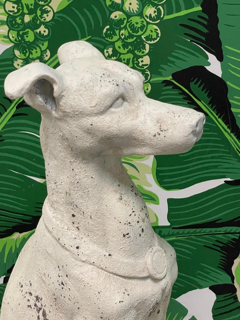 Life Size Plaster Seated Dog Statue For Sale at 1stDibs