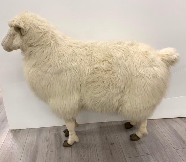 Life-Size Sheepskin Wool Sheep Sculpture Statue Brooks Brothers For ...
