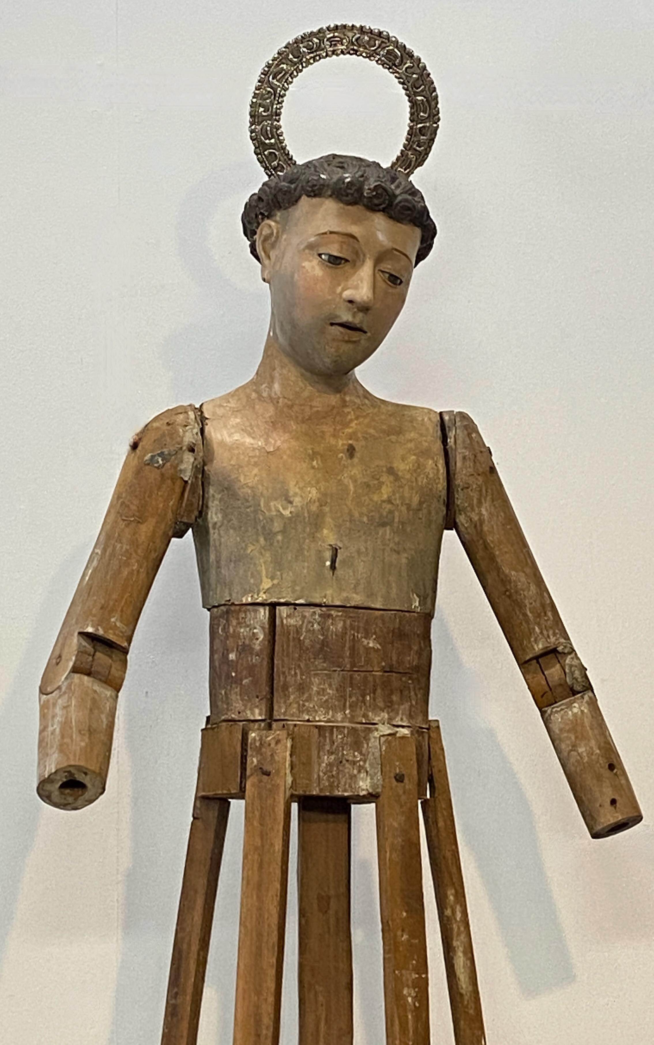 Life Size Spanish St. Francis Santos Carved and Painted Statue, 17th ...