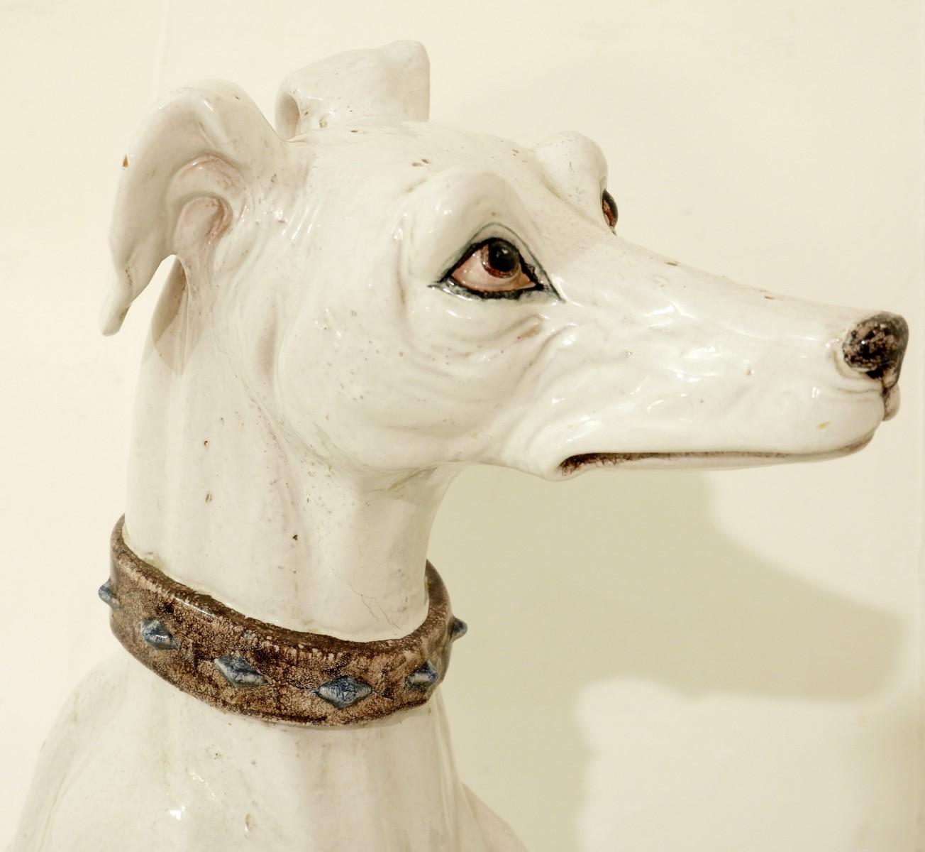 Life-Size White Ceramic Greyhound Dog For Sale at 1stDibs | greyhound ...