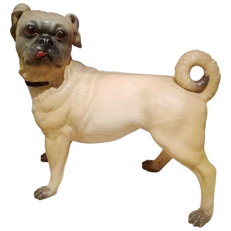 Life-Sized Austrian Pottery Figure of a Pug, circa 1860-1880 at 1stDibs