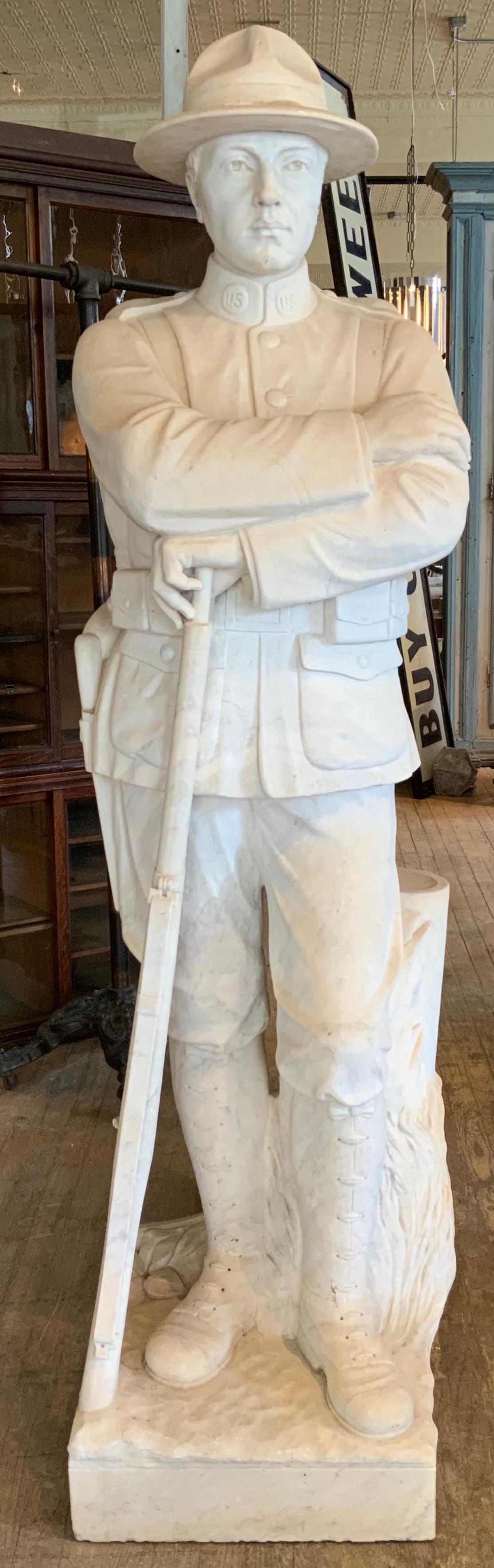 Life Sized Carved Marble Sculpture of a Soldier For Sale at 1stDibs