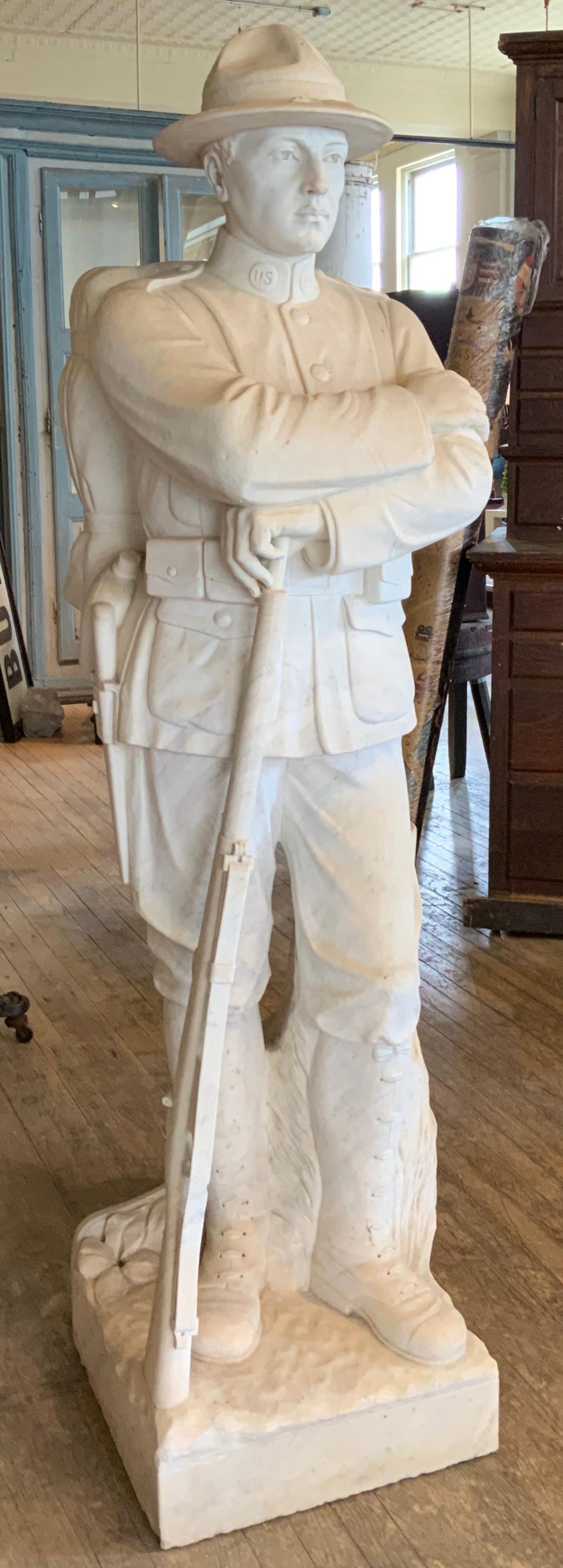 Life Sized Carved Marble Sculpture of a Soldier For Sale at 1stDibs