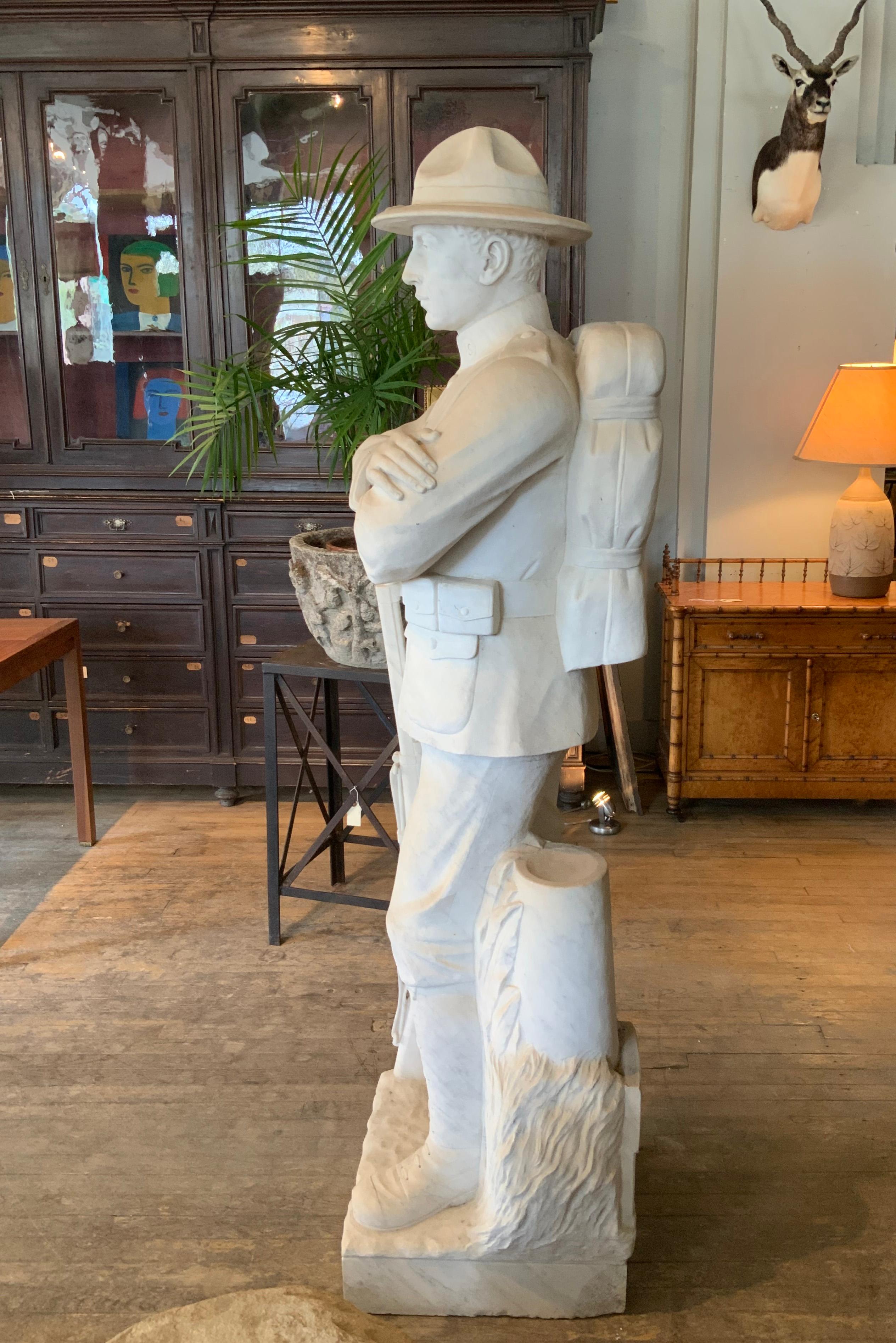 Life Sized Carved Marble Sculpture of a Soldier For Sale at 1stDibs